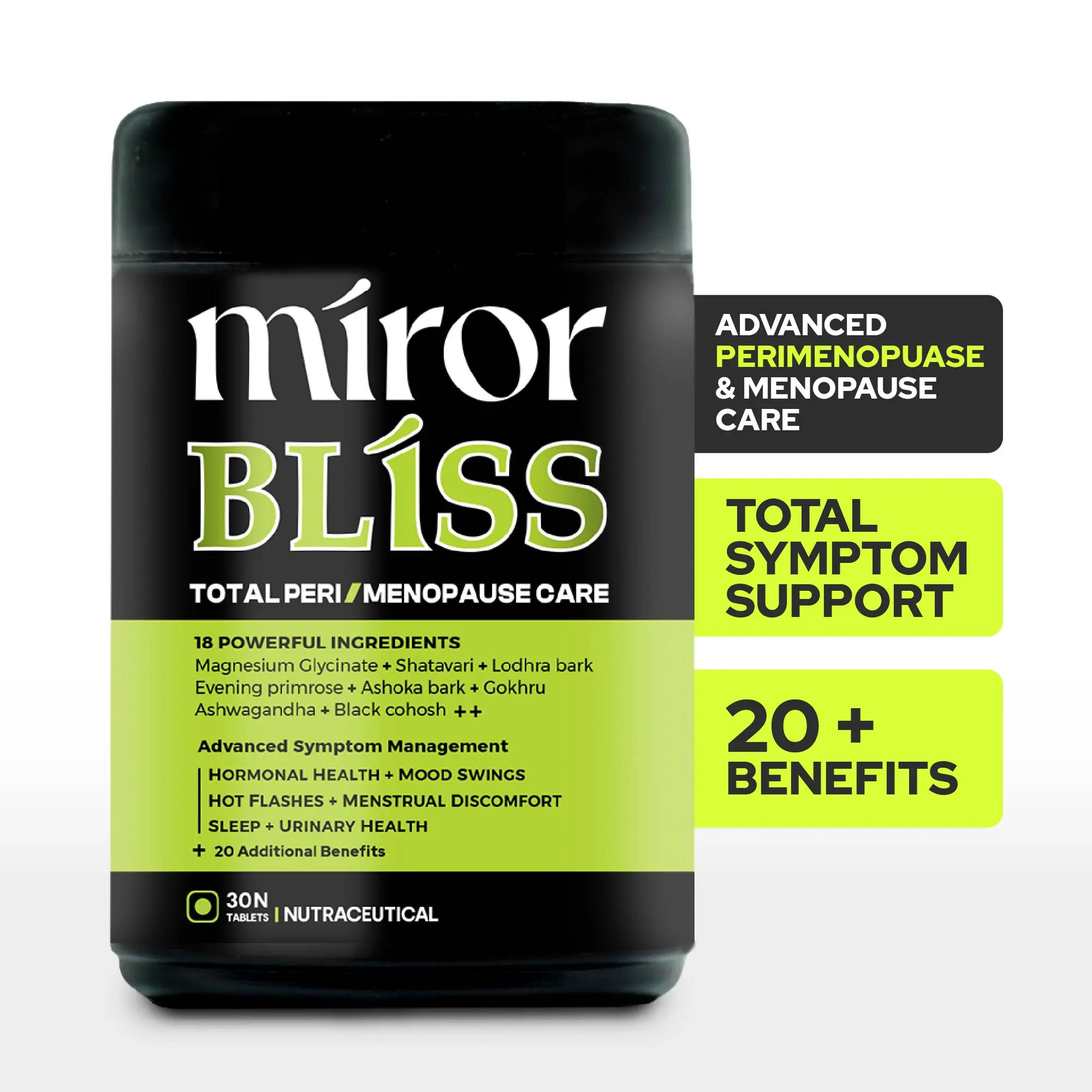 Miror Bliss: Peri/Menopause Supplement for Women with Magnesium for Hot Flashes, Mood Swings ...